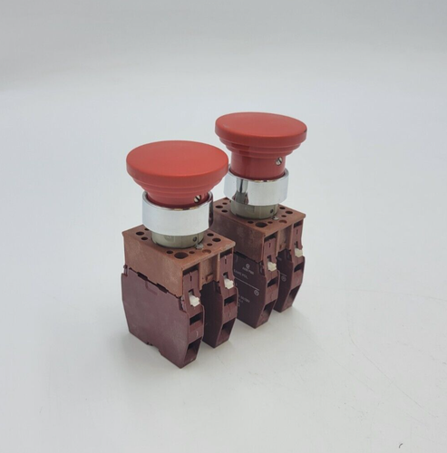 2PC Siemens 3SB1400-0G Push Button Auxiliary Contact w/ Red Pushbutton ...