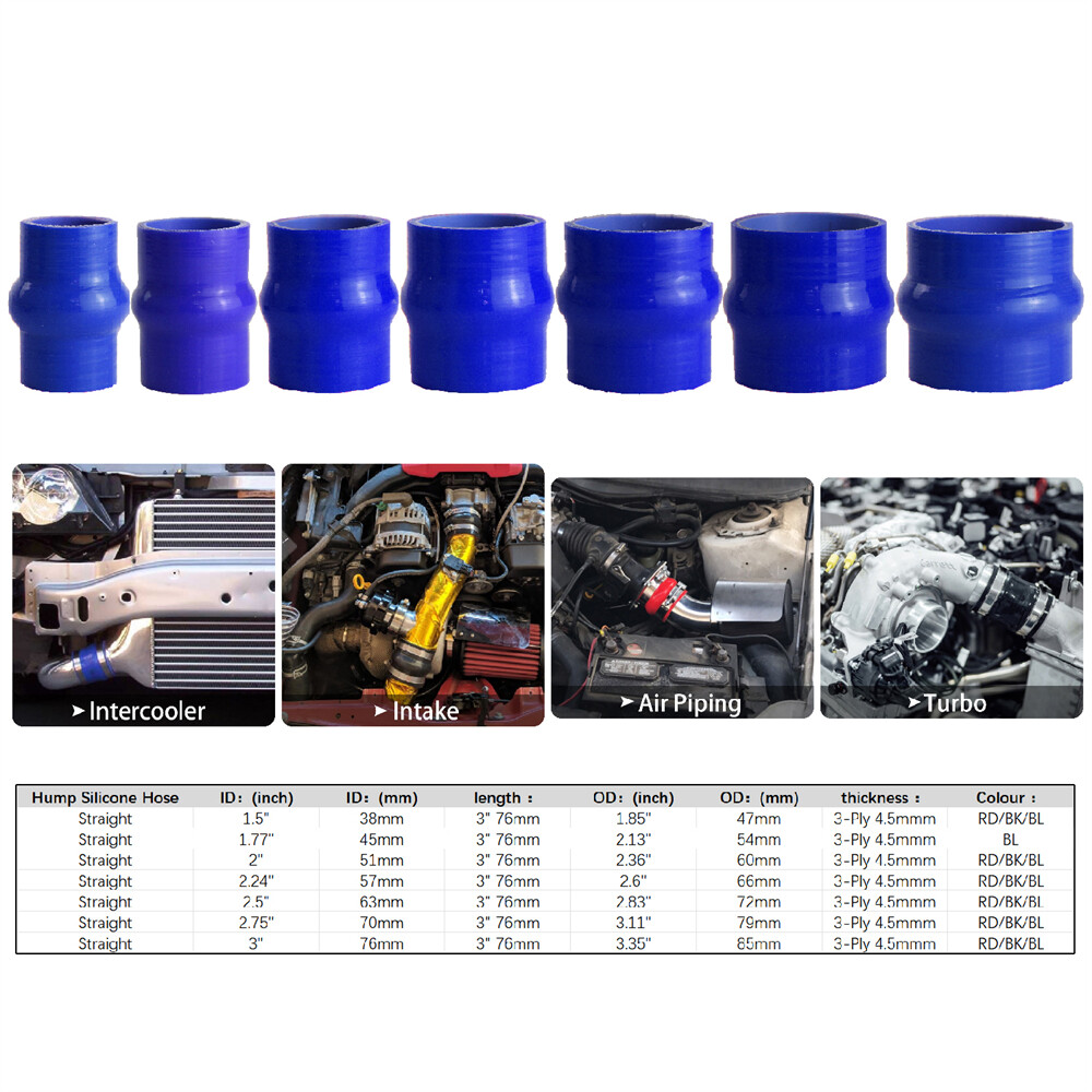 High Performance 70mm ID Straight Hump Coupler Silicone Hose 3-Ply ...