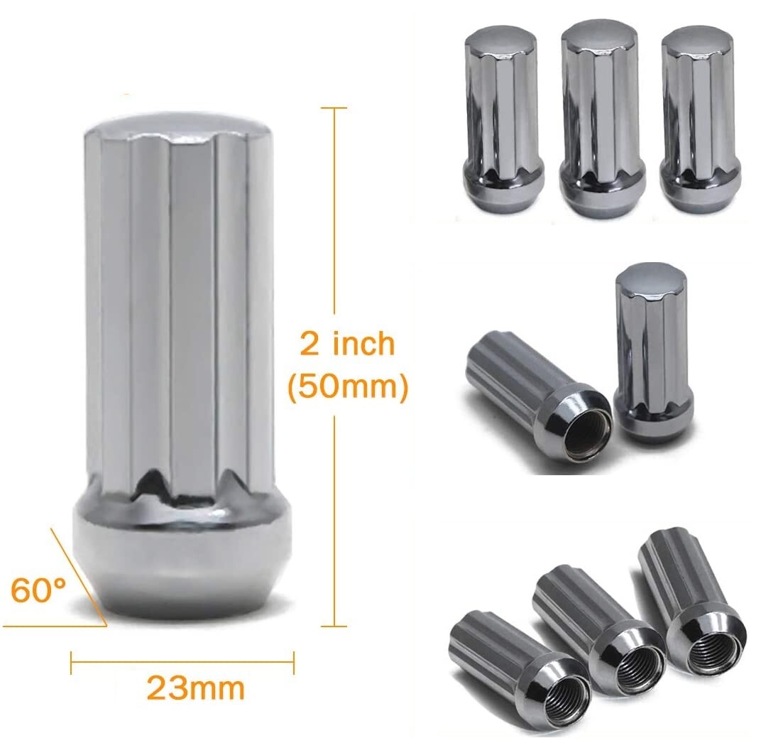 QUALITY 20 Chrome 7 Spline Lug Nuts 2" Inch 1/2x20 For Ford F-150 Edge ...