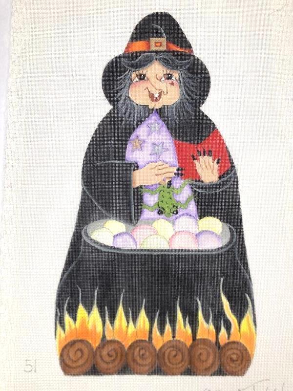 Sandy Jenkins Hand Painted Needlepoint Witch Halloween Spells Canvas ...