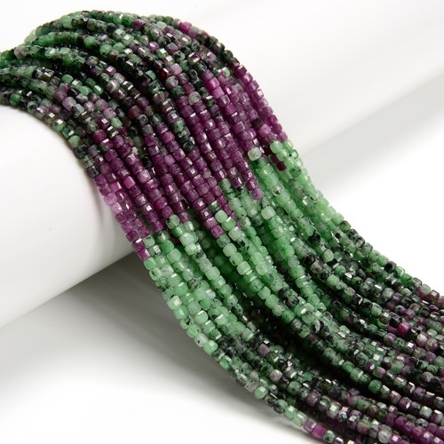 Natural Gradient Ruby Zoisite Faceted Rubik's Cube Beads Size 2mm 15.5 ...