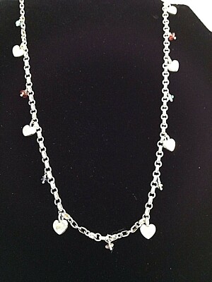 Baroni Designs Silver 925 16" Handcrafted Necklace W/Hearts ...