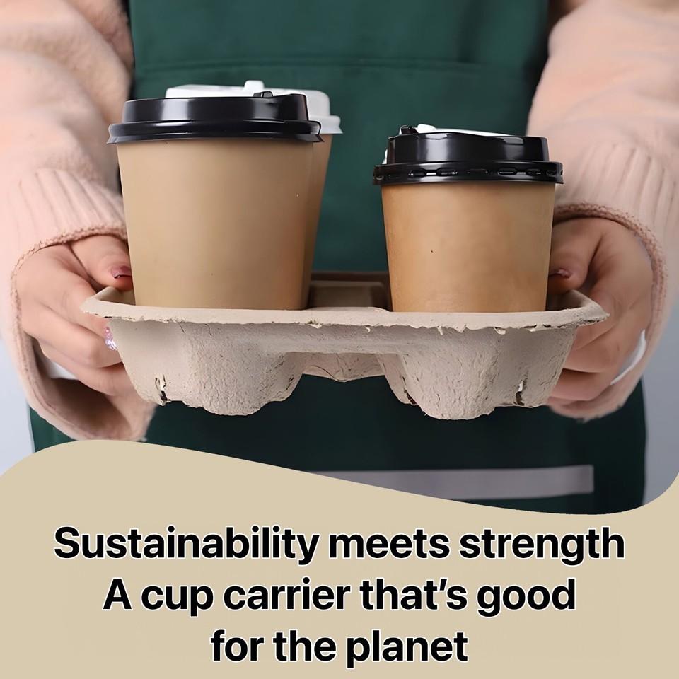 4 Cup Carrier Holder Carry Tray 8 to 32 oz Disposable Drinks Take Out ...