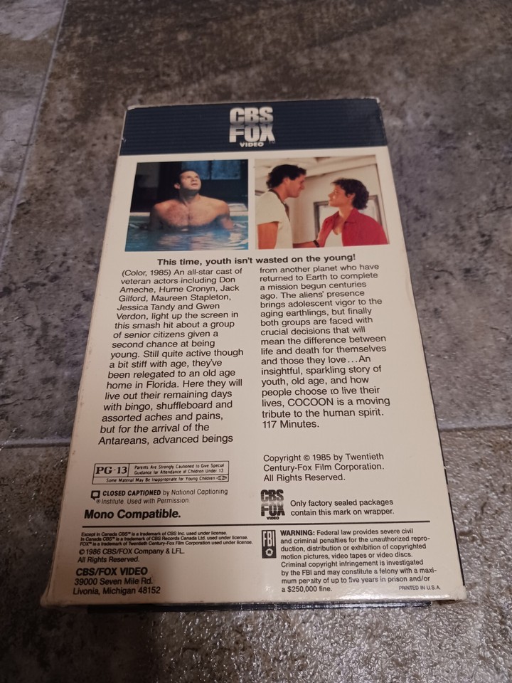 1986 Vintage Cocoon Movie VHS Tape CBS FOX Home Video Tested | eBay