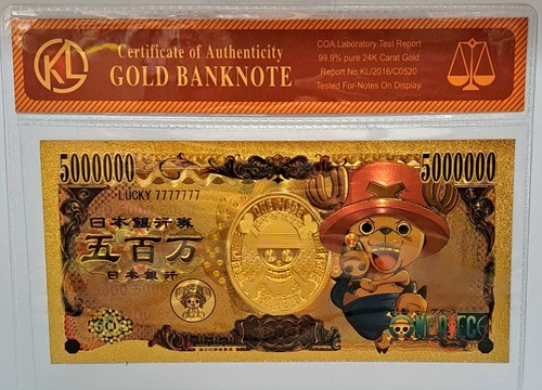 One Piece TONY TONY CHOPPER - COA Lab Tested 99.9% 24k Gold Banknote | eBay