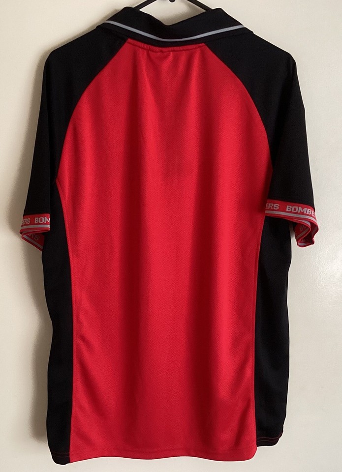Essendon Bombers AFL Polo Top Mens Size Large Red Black Short Sleeve ...