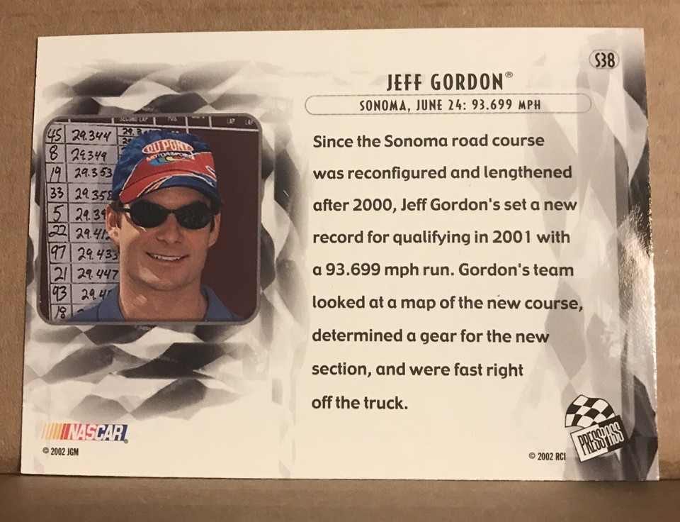 Jeff Gordon 2002 Press Pass Eclipse Solar Eclipse #S38 NASCAR | eBay