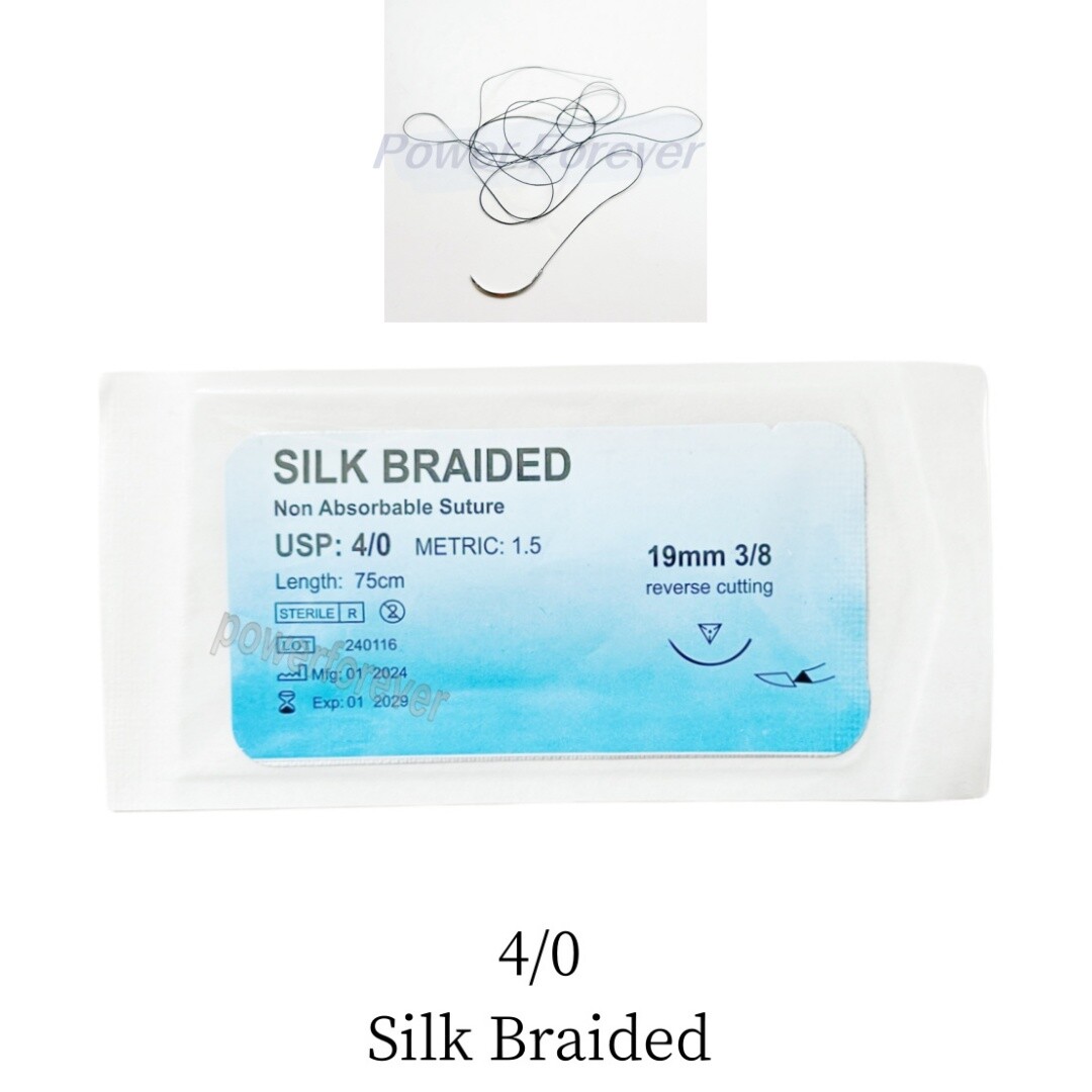 4/0 Dental Surgical Suture Silk Braided Non Absorbable Suture Needled ...