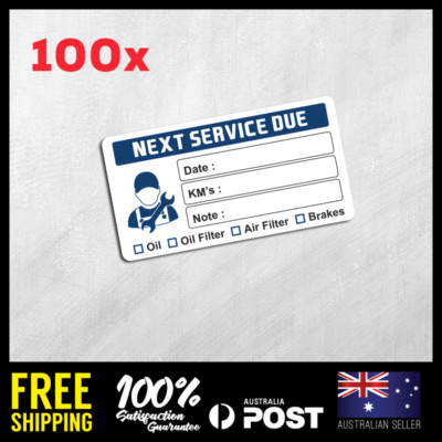 100x Next Service Due Label Stickers 35x65mm Maintenance Car OIL # ...