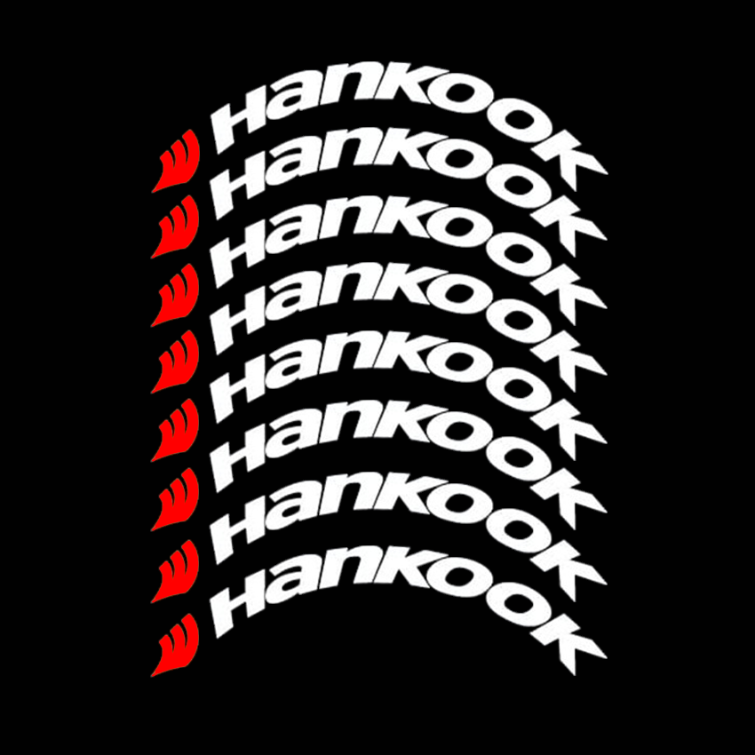 8X HANKOOK Tire Lettering Sticker For 15"-24" Wheels Letters Height 1. ...