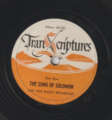 THE SONG OF SOLOMON: Tran Scriptures Album 102-SSI 78rpm 12" Record! | eBay