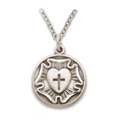 925 Sterling Silver Lutheran Rose Pendant Medal Christian Necklace | eBay