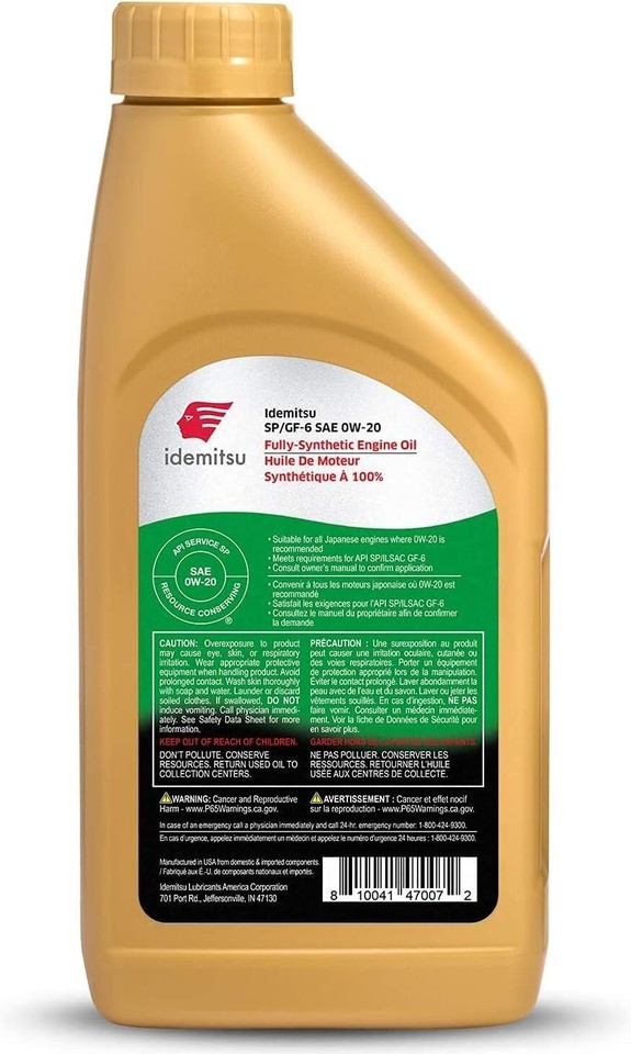 Idemitsu Full Synthetic 0W-20 Engine Oil SP/GF-6-1 Quart | eBay
