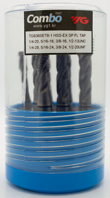 8pc UNC/UNF HSS-EX TiCN Coated Modified Bottoming Combo Tap Set 1/4-20 ...