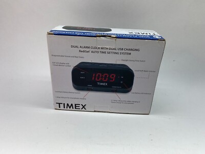 Timex Digital Dual Alarm Clock T129 USB Charging Station, RediSet Auto ...