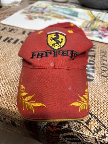Official Ferrari Strap Back Red Hat Cap Embroidered Logo Cotton ...