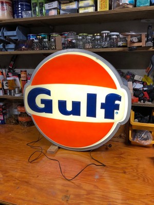 Vintage Lighted Gulf Gasoline Sign | eBay