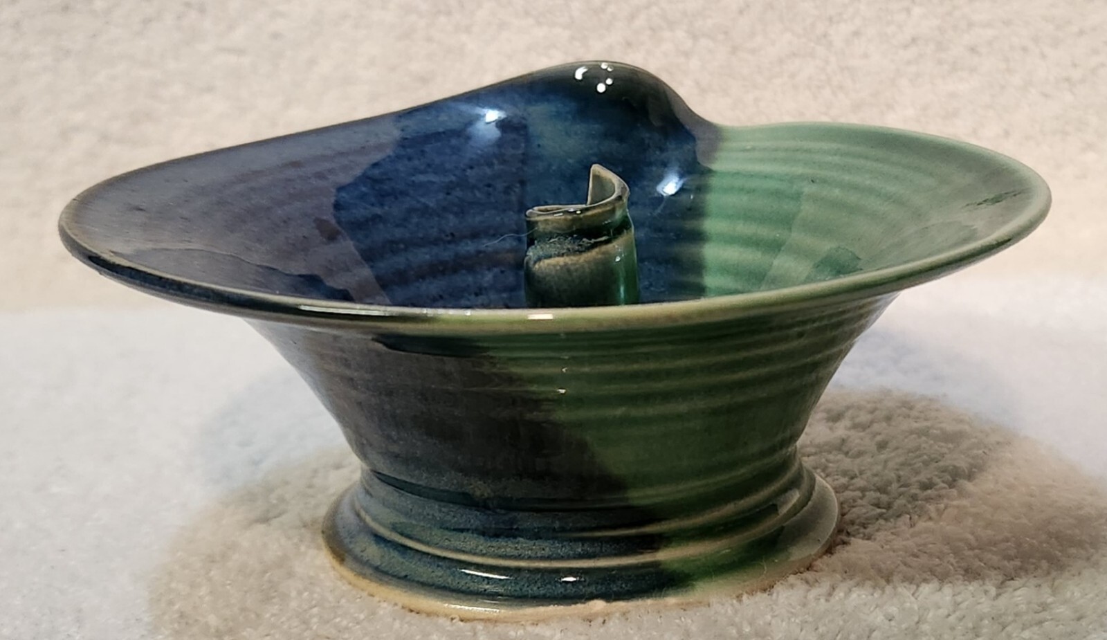 Studio Art Pottery Stem Vase Signed Rita Blue Green | eBay