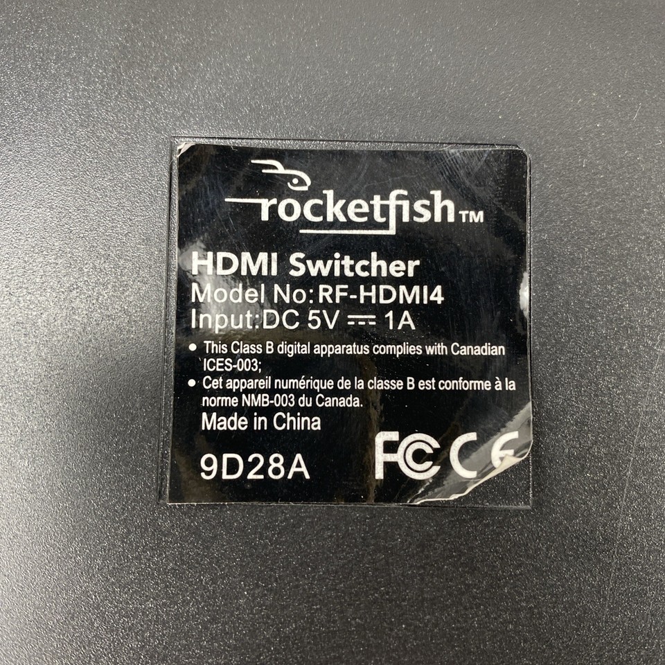 Rocketfish RF-HDMI4 HDMI Switch 4 Port 4k Ultra HD HDR 18 Gbps + Remote ...