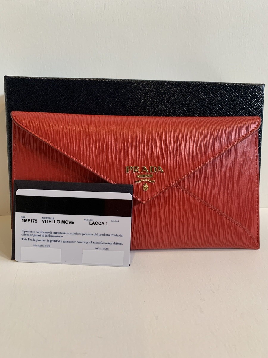 NIB-PRADA Leather Logo Envelope Wallet Clutch-Auth Card NIB-PRADA Leather Logo Envelope Wallet Clutch-Auth Card