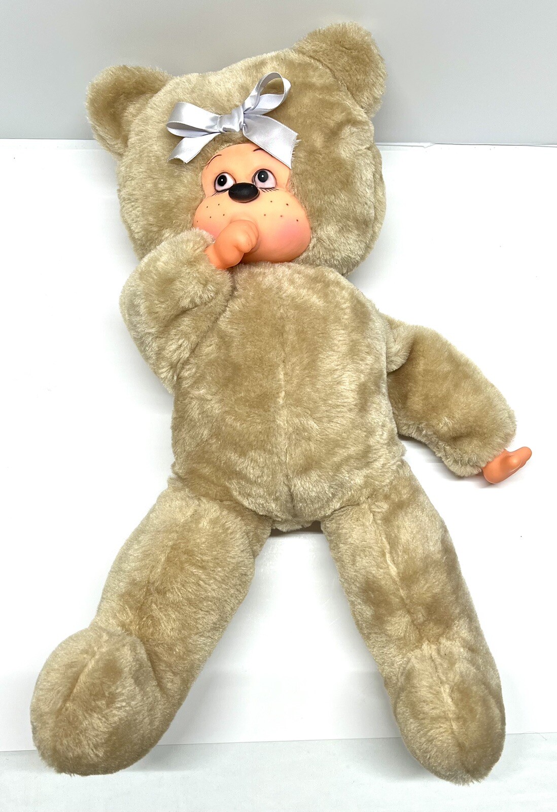 70’s Monchhichi Type Thumb Sucking Tan Bear Rubber Face Plush 24 ...