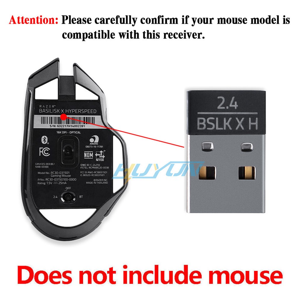 USB Receiver 2.4 Adapter for Razer Basilisk x Hyperspeed Wireless ...