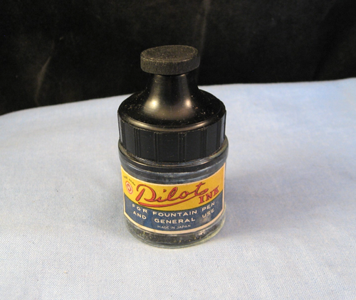 ANTIQUE VINTAGE PILOT INK BOTTLE FOUNTAIN PEN INKWELL JAPAN LABEL ...