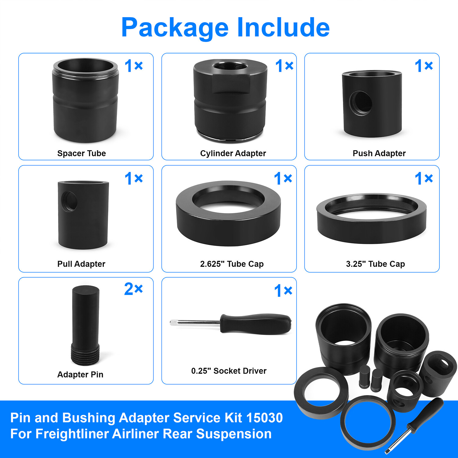 15030 Leaf Spring Pin & Bushing Adapter Service Kit Remover & Installer ...