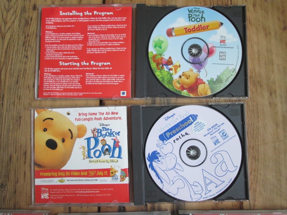 Vintage Disney Winnie the Pooh CD-ROM Lot Preschool Kindergarten Math ...