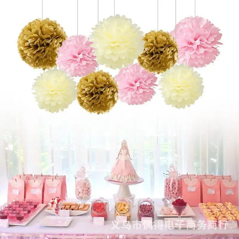 9PCS 4-6inch Tissue Paper Pom Poms Flower Balls Christmas Halloween ...