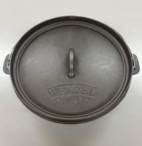 WENZEL 1887 Cast Iron Dutch Oven Roaster Camping w/ Handle 12" Trivet ...