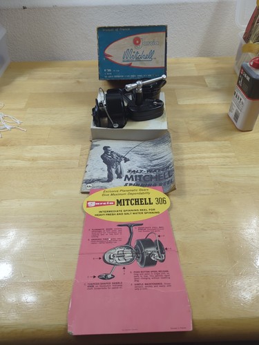 Vintage Garcia Mitchell 306 Blue Box With Manual, Extra Spool ...