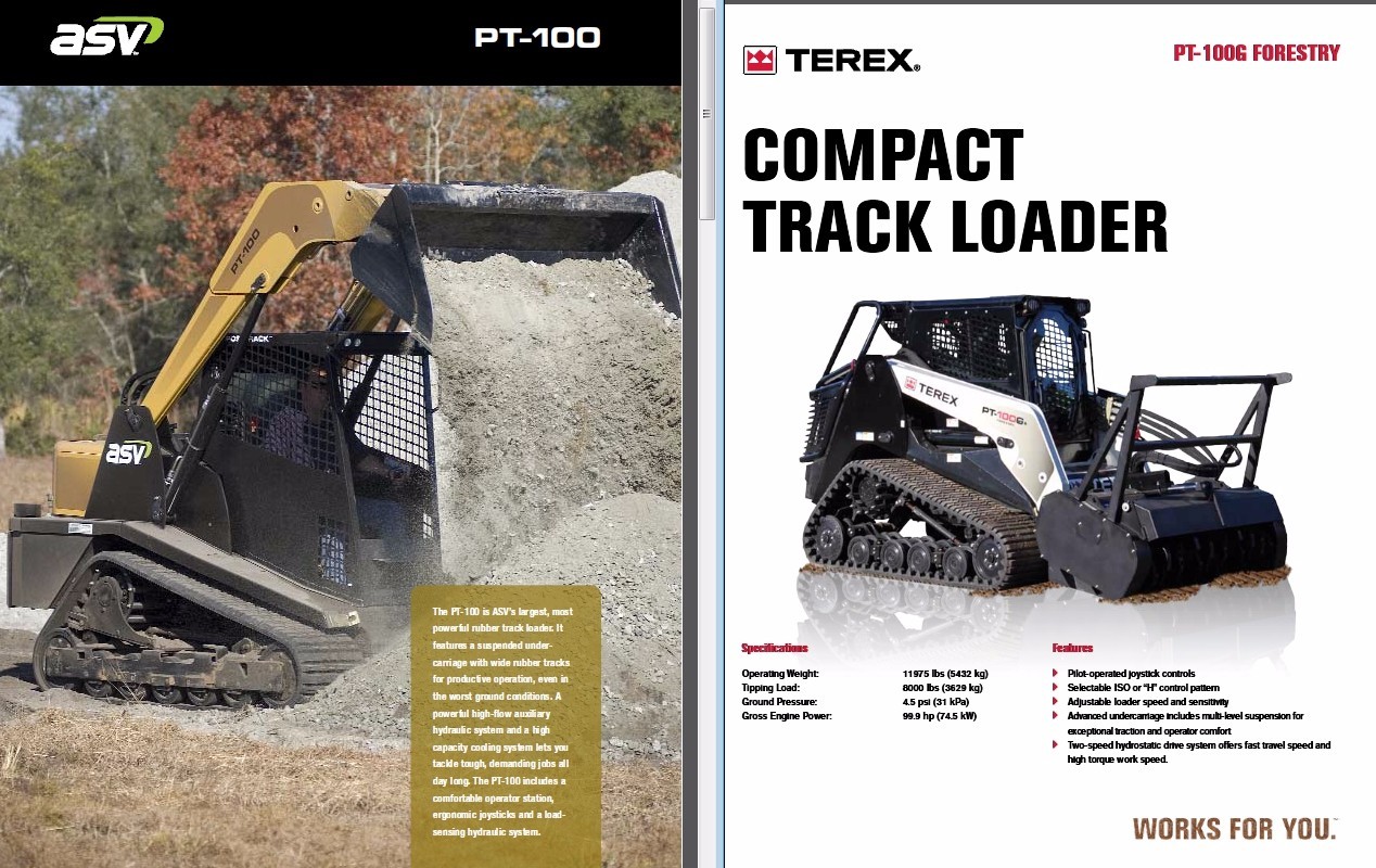 TEREX ASV PT-100 Service ,Operator's & Parts Manual CD | eBay