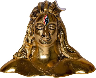 Golden Aluminum Metal Isha Life Adi yogi Statue God Shiva For Puja - 4. ...