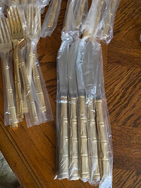5 piece set of 5 Gold Bamboo Stainless made in Japan silverware set | eBay