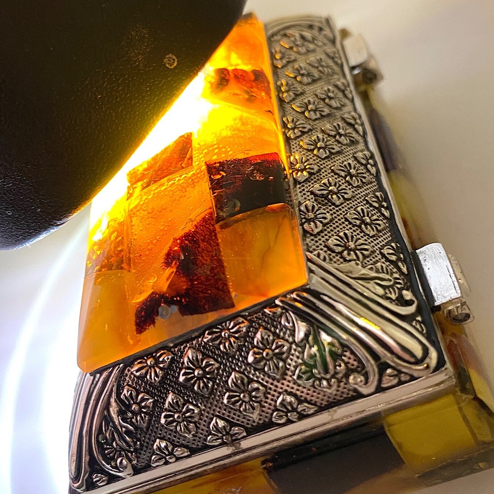 Amber jewelry chest handmade trinket box interior design | eBay