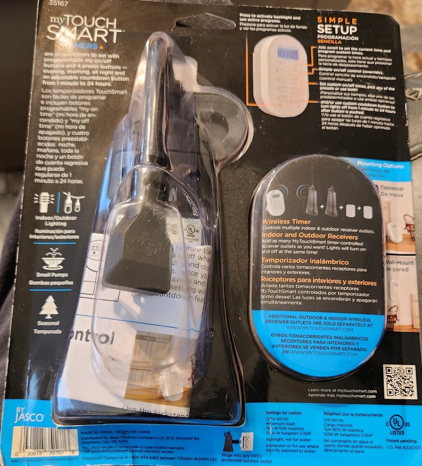 myTouchSmart Simple Set Indoor/Outdoor 2-Outlet Wireless Timer System ...