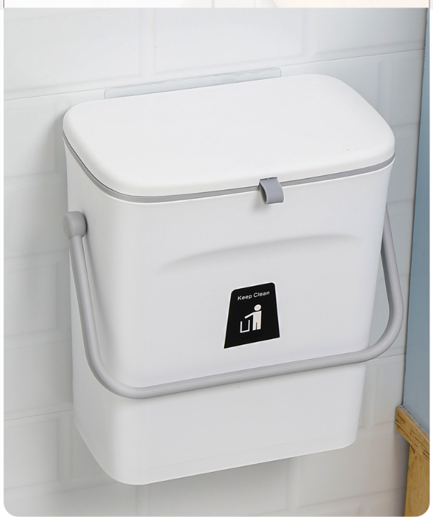 9L Wall Waste Bin with Lid Handle And Inner Barrel Trash Can with ...