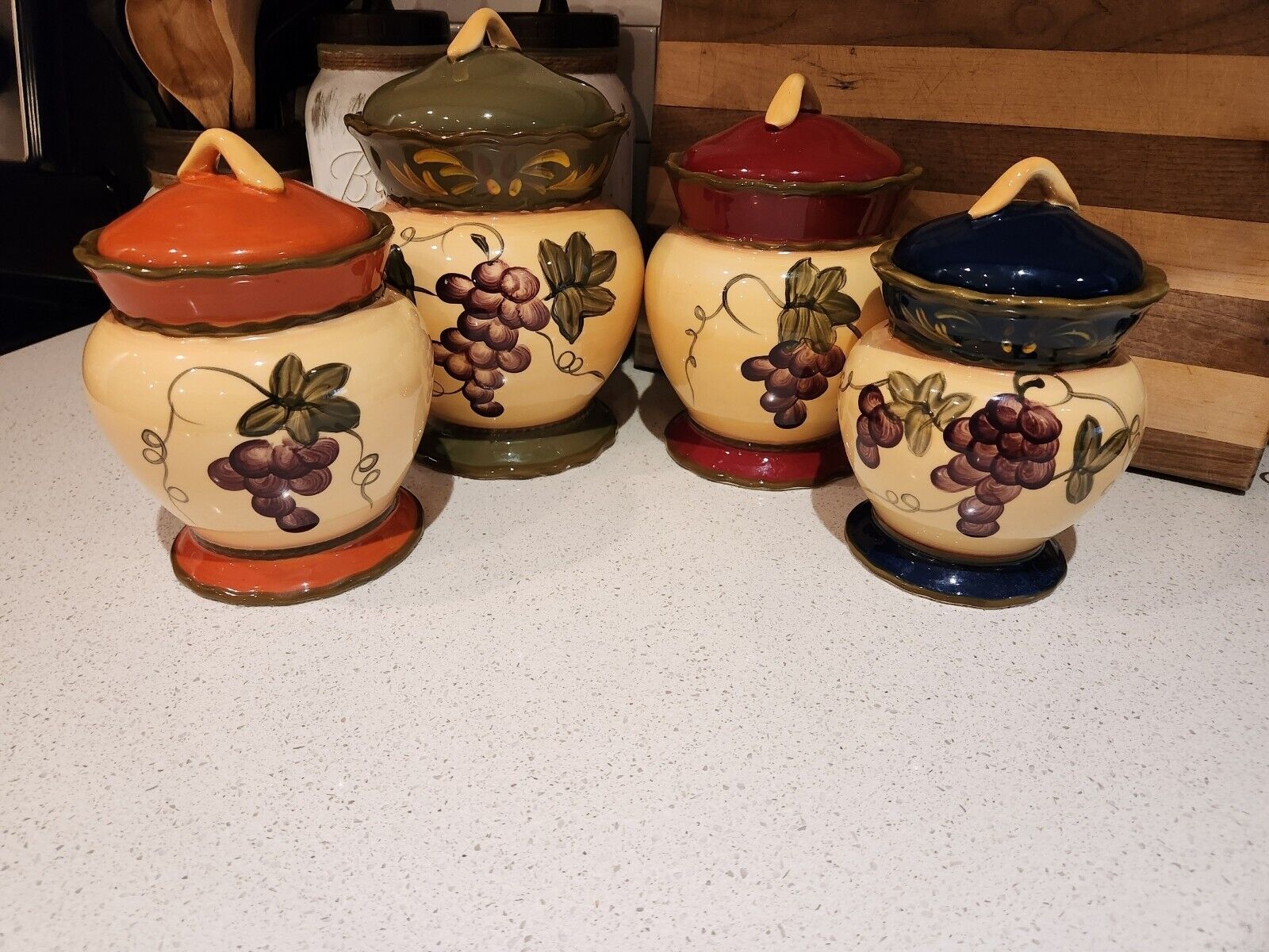 CASA VERO ACK Tuscany Grape Hand Painted Ceramic 4Pc Canister Set | eBay