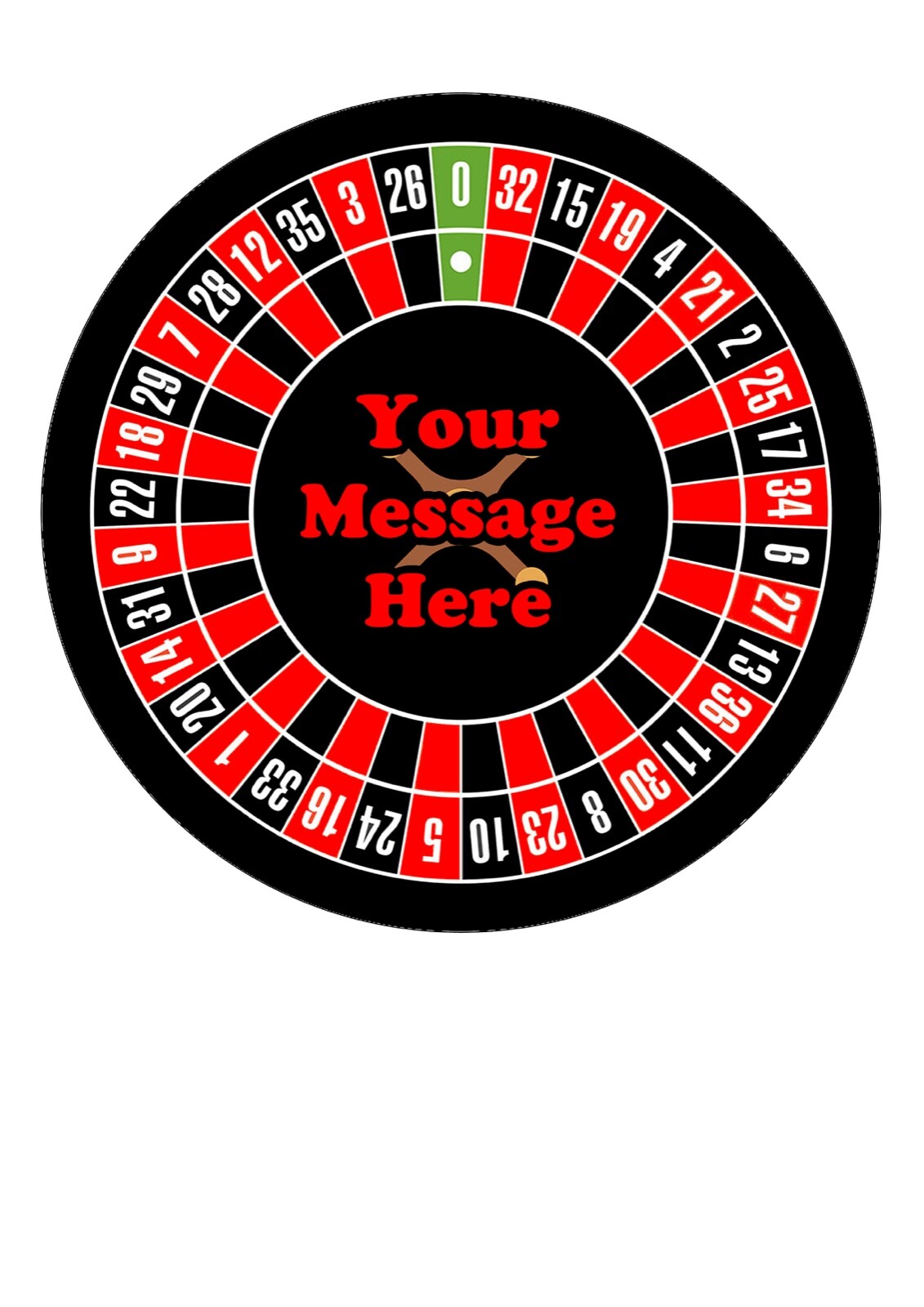 PERSONALISED Cake Topper Roulette Wheel Edible Icing 7-8" Circle ...