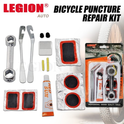 Bicycle Puncture Repair Tool Kit 12 pcs Tire Glue Tube Patch Fix | eBay ...