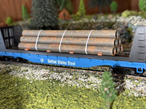New 1:87 Ho Scale 30FT Rusty Pipe Load (4.5in) (Real Rust)- Pyramid ...