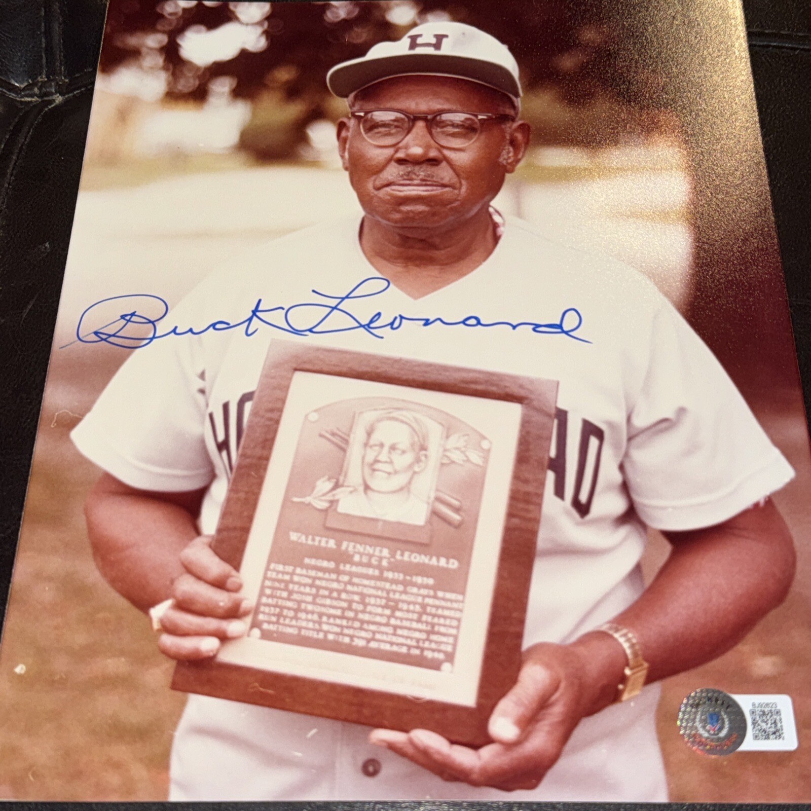 Buck Leonard Autographed Signed 8x10 Photo With Hall Of Fame Plaque BAS ...