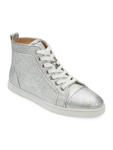 AUTH NEW WOMEN CHRISTIAN LOUBOUTIN BIP ORLATO SILVER HIGH TOP SNEAKERS ...