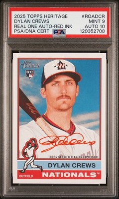 2025 Topps Heritage Real One Auto Dylan Crews Red Ink /76 PSA 9 Auto 10 ...