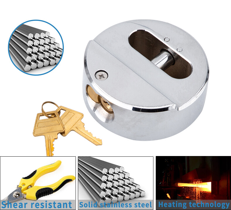 73MM Shackleless Padlock Heavy Van Lock Door Round Concealed Padlock ...