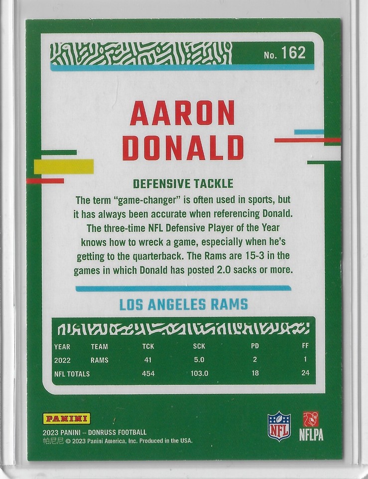 2023 Panini Donruss - Yellow Border #162 Aaron Donald Los Angeles Rams ...