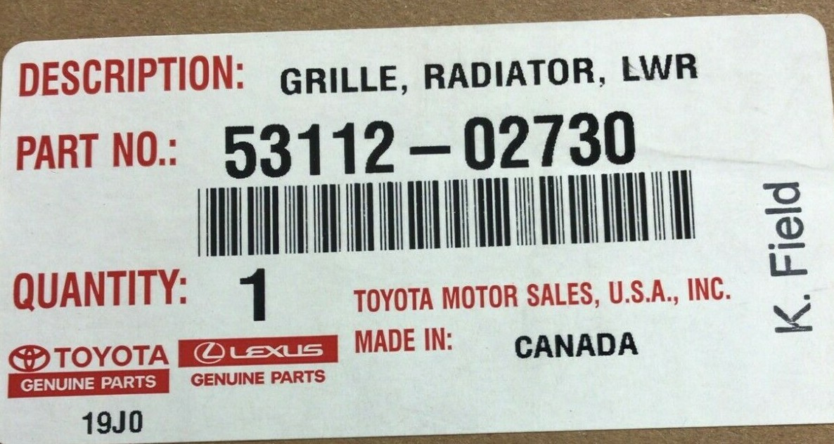 2014 2017-2019 Toyota Corolla Black Gloss Front Lower Grille new OEM ...