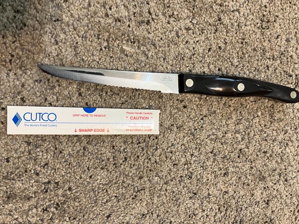 NEW CUTCO Trimmer Knife #1721 Serrated Edge Black Classic Handle | eBay