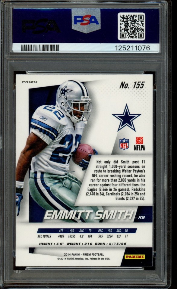 2014 Prizm #155 Emmitt Smith Red White & Blue PSA 9 | eBay